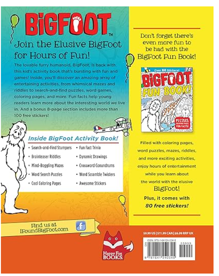 BigFoot Activity Book: Wacky Puzzles, Coloring Pages, Fun Facts & Cool – Sasquatch The Legend