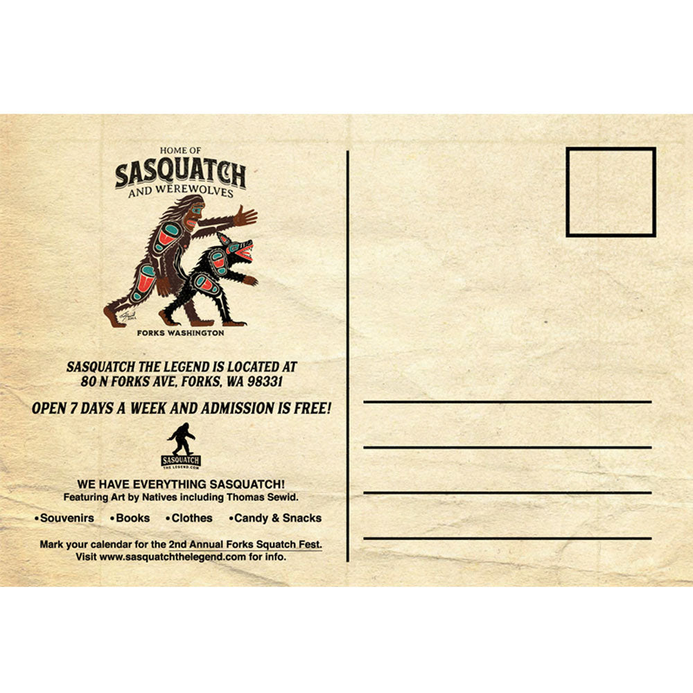 Forks Famous Sightings Postcard – Sasquatch The Legend